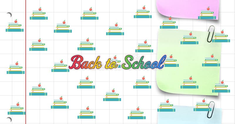 Image of Back To School Text Over School Icons Stock Illustration ...