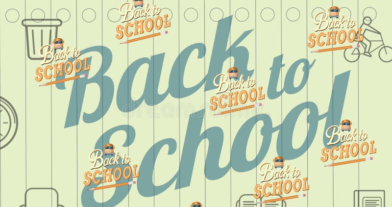 Image of Back To School Text Over School Icons Stock Illustration ...