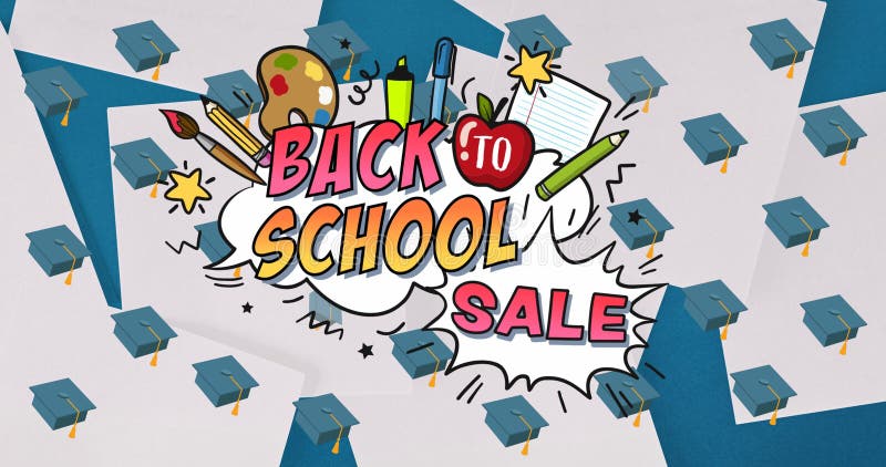 Image of Back To School Text Over School Icons Stock Illustration ...