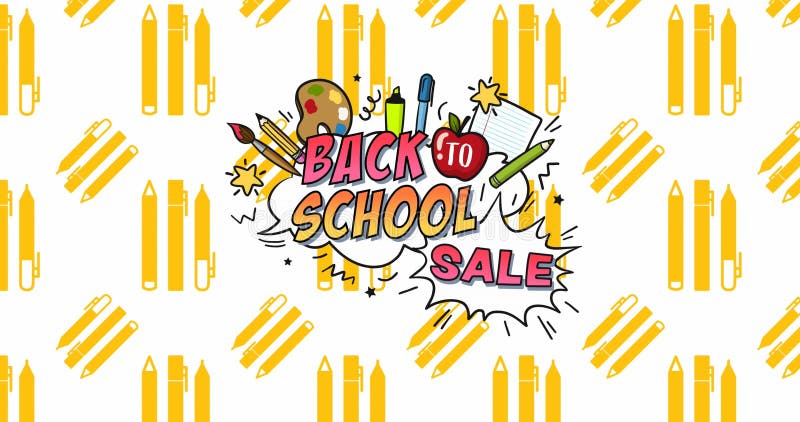 Image of Back To School Text Over School Items and Icons Stock ...