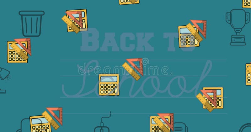 Image of Back To School Text Over School Items Icons on Green ...