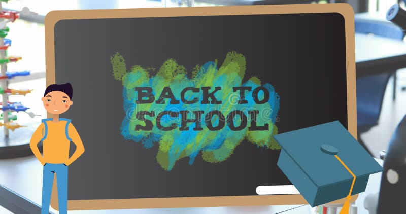 Image of Back To School Text Over School Lab Stock Image - Image of ...