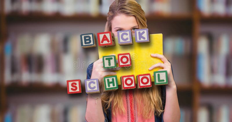 Image of Back To School Text Over Student Reading Book Stock Photo ...