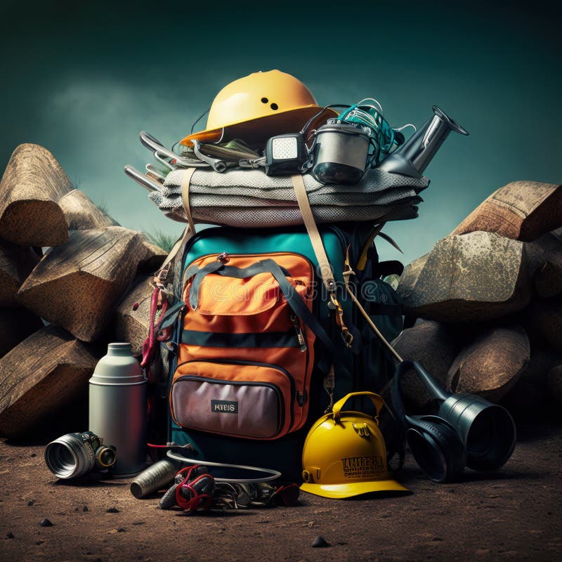 An Image of Backpack Filled with Various Items. Generative AI Stock ...