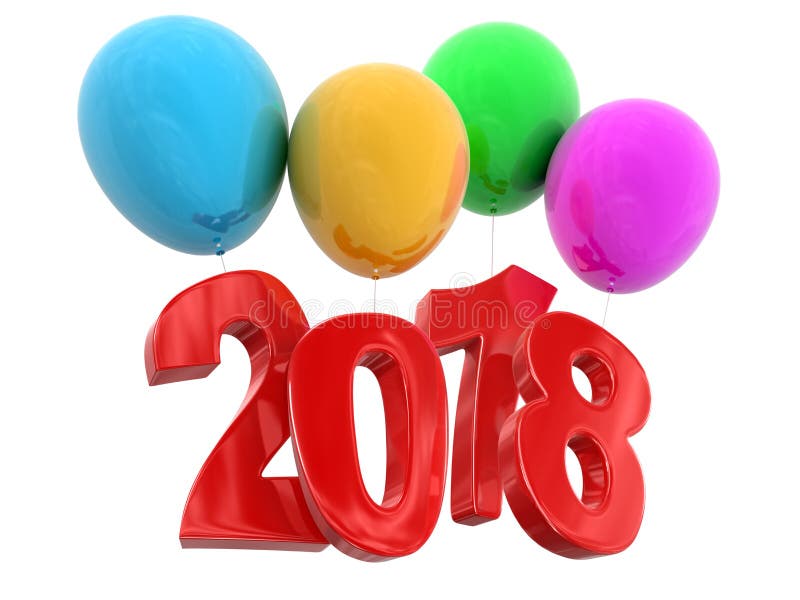 Image of 2018 on Balloons stock illustration. Illustration of rise ...