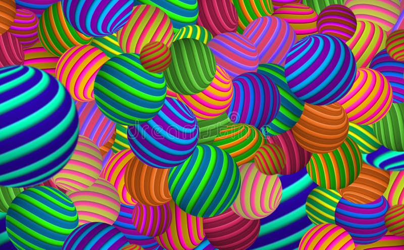 Image of Balls with a Pattern of Lines on the Surface. 3D Image Stock ...
