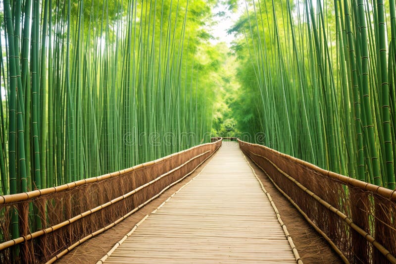 Bamboo Bridge with Green Grass for Natural Texture Made with Generative ...