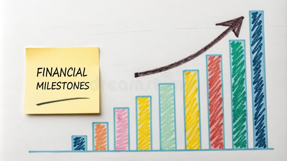 An Image of a Bar Graph Gradually Rising with Sticky Notes on the Side ...