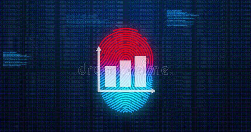 Image of Bar Graph Icon Over Biometric Print Scanner and Data ...