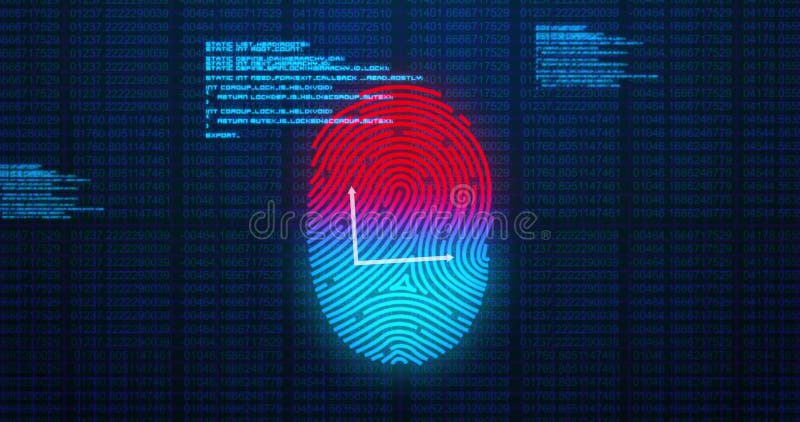 Image of Bar Graph Icon Over Biometric Print Scanner and Data ...