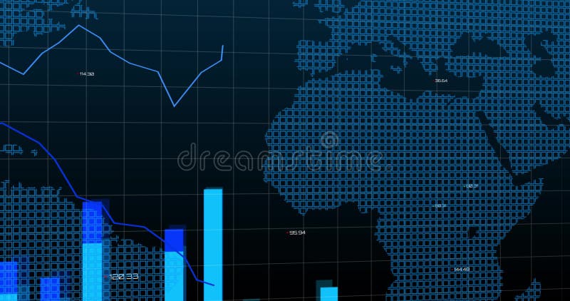 Image of a Bar Graph on a World Map and a Grid Stock Illustration ...