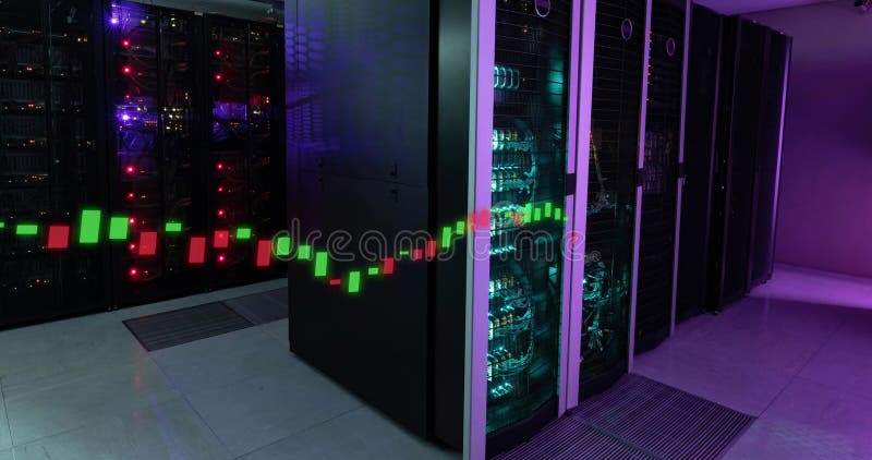 Image of Bar Graphs Over Illuminated Data Server Systems in Server Room ...