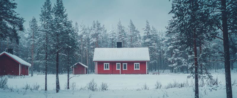 An Image of a Barn Covered in Snow and Ice in a Cold Winter Landscape ...