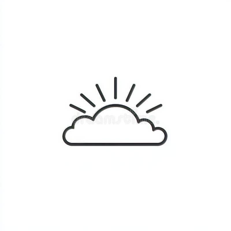 The Image is a Basic Black Line Drawing of a Sunrise with the Sun ...