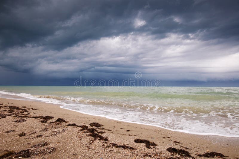 Image of the Beach and Dramatic Sky. Stock Photo - Image of beach ...