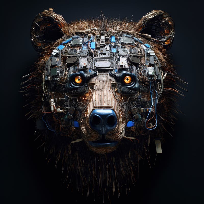 Image of Bear Face Made with Electronic Components on Clean Background ...