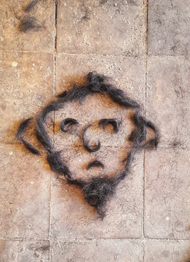 Image of a Bearded Man& X27;s Face from Clippings of Hair on the Tile ...