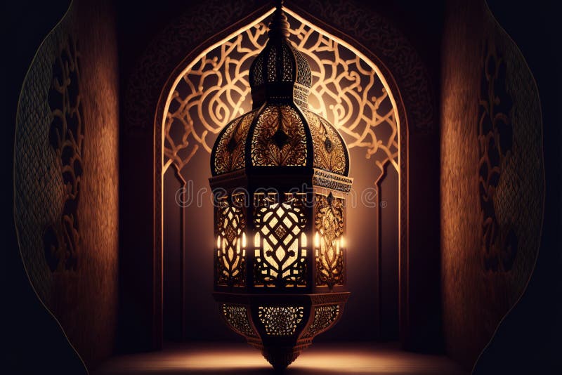 Image Beautiful Arabic Lantern in a Mosque Stock Illustration ...