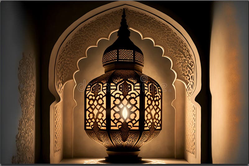 Image Beautiful Arabic Lantern in a Mosque Stock Illustration ...