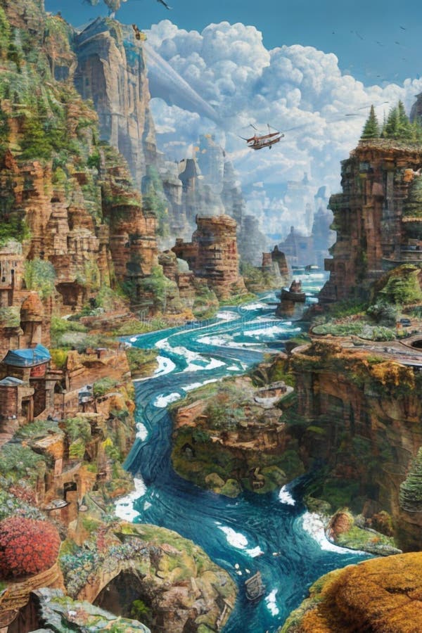 Image of the Beautiful Futuristic Psychedelic Snowy Cliff Around the ...