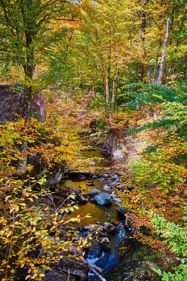 Beautiful River through Rocks from Above Surrounded by Peak Fall ...