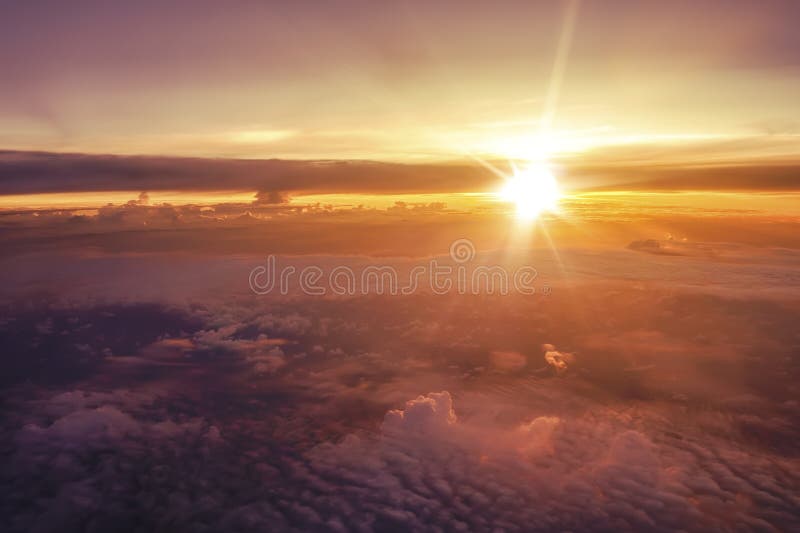 Sunset over the clouds stock photo. Image of atmosphere - 120154764