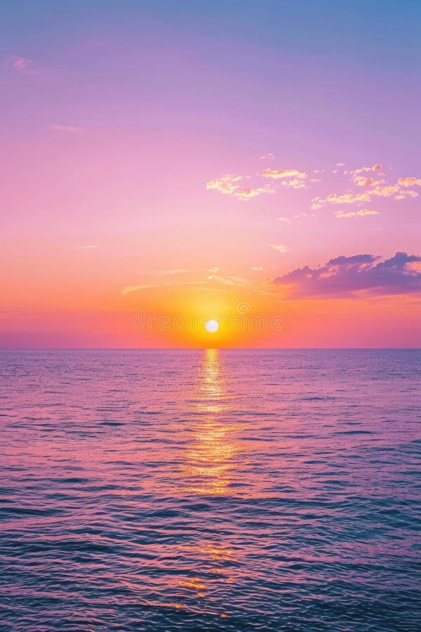 Image of a Beautiful Sunset Over the Ocean S Horizon, with the Sun ...