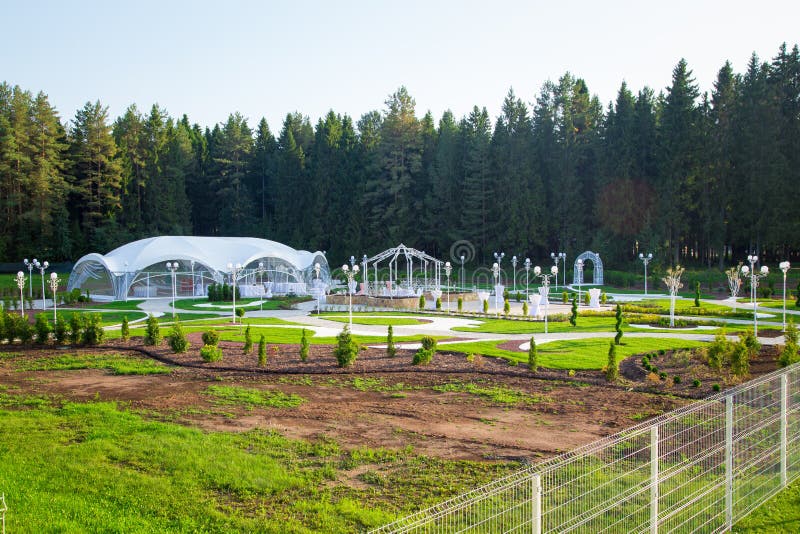 Image of the Beautiful White Wedding Veranda among Forest Stock Image ...