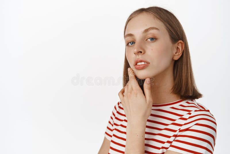 Image Of Beautiful Young Woman With Clean Natural Perfect Skin Without