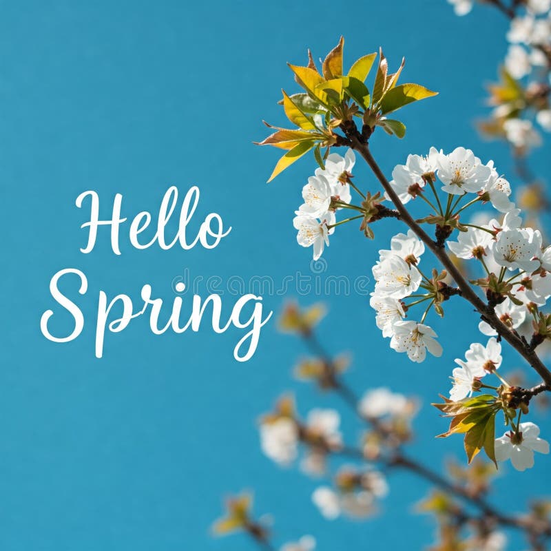 Beautiful Springtime Message with Delicate White Flowers Blooming Stock ...