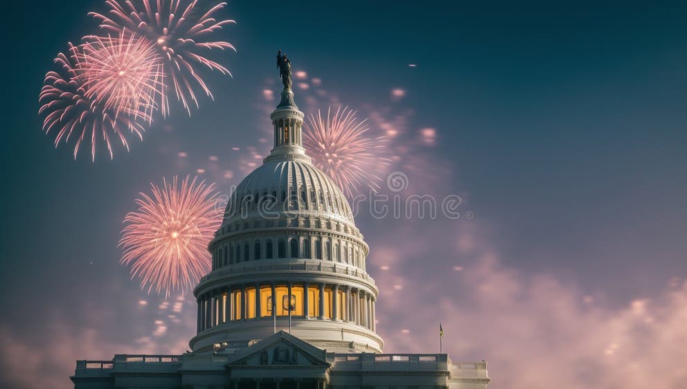 An Image of a Beautifully Elegant Building with Fireworks in the Sky AI ...