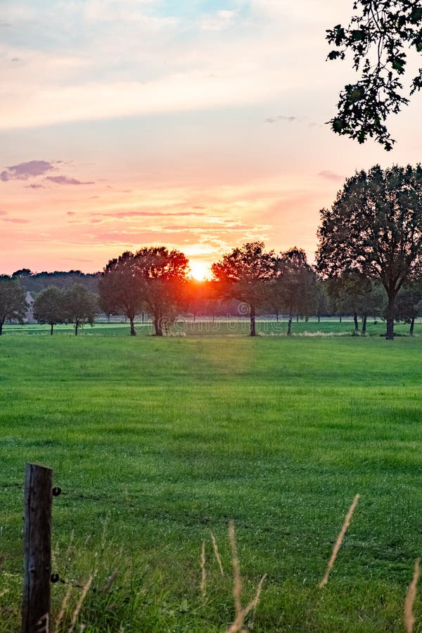 Rustic Sunset: a Countryside Evening Stock Image - Image of sunset ...