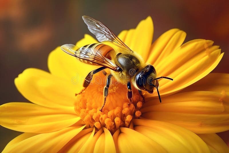 Image of a Bee Sucking Nectar from a Flower. Insect Stock Illustration ...