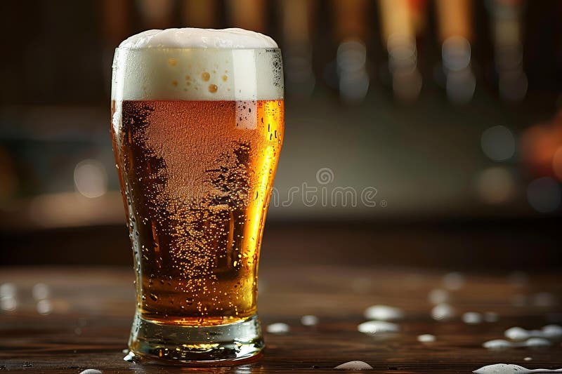 An Image of a Beer Glass with Foam, High Quality, High Resolution Stock ...