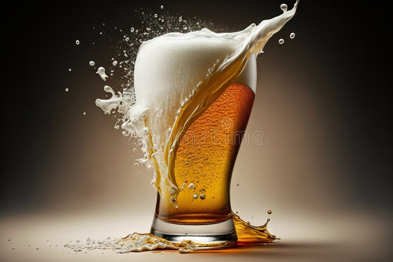 An Image of a Beer Glass Spilling on White Stock Illustration ...