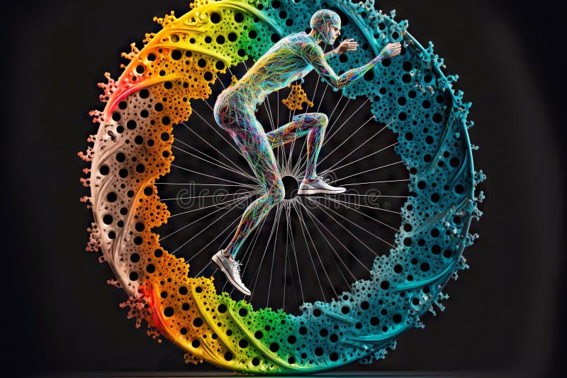 Image of Bicycle Wheel with Pedals and Bicycling Movement of Athlete ...