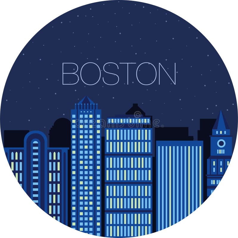 The Image of the Big City Inside Circle Stock Vector - Illustration of ...