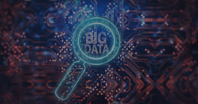 Image of Big Data Text Over Reading Glass and Data Processing Stock ...