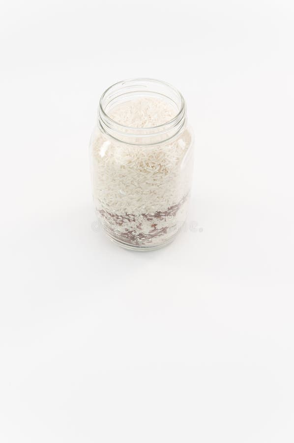 Open Glass Container with White and Brown Rice Stock Image - Image of ...