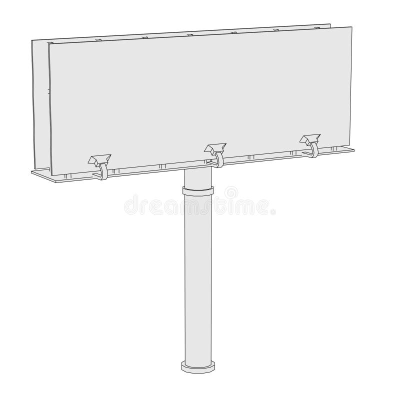 Cartoon boy with billboard stock illustration. Illustration of render ...