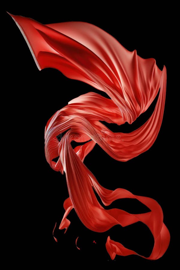 In this Image, a Billowing Red Silk Fabric is Shown Gracefully Flying ...