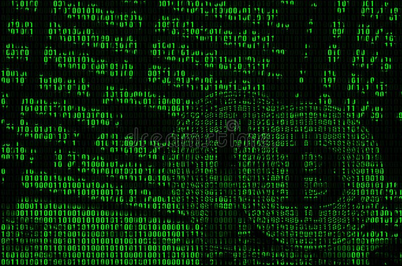 Image of the Binary Code from Bright Green Digits, through Which the ...