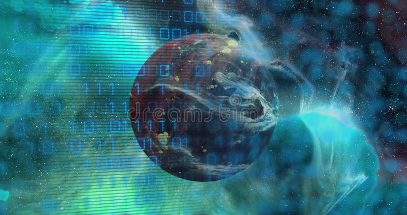 Image Of Binary Code Over Brown Planet Stock Image Image Of Data Universe 267620711