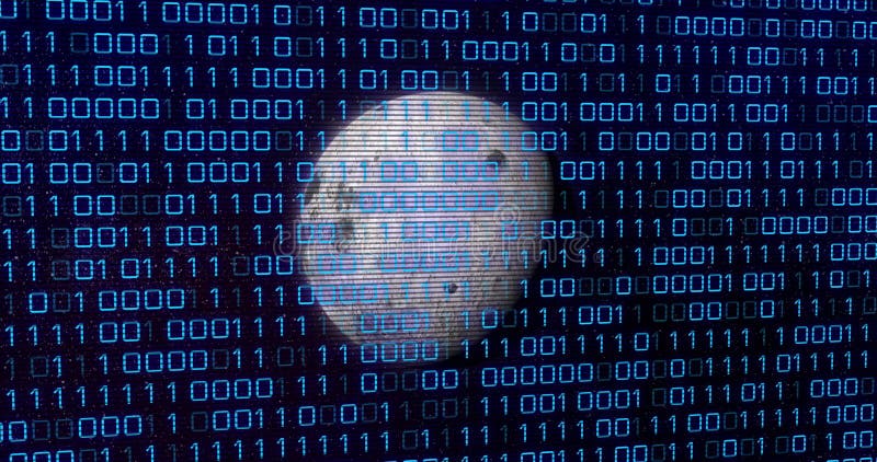 Image of Binary Code Over Grey Planet Stock Illustration - Illustration ...