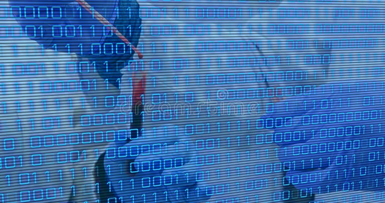Image of Binary Code Over Hands of Lab Workers Stock Photo - Image of ...