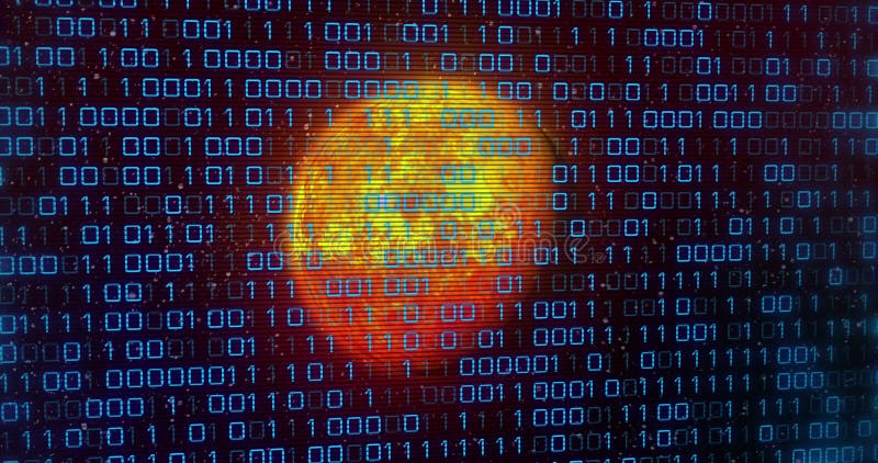 Image of Binary Code Over Yellow Planet Stock Image - Image of orbit ...