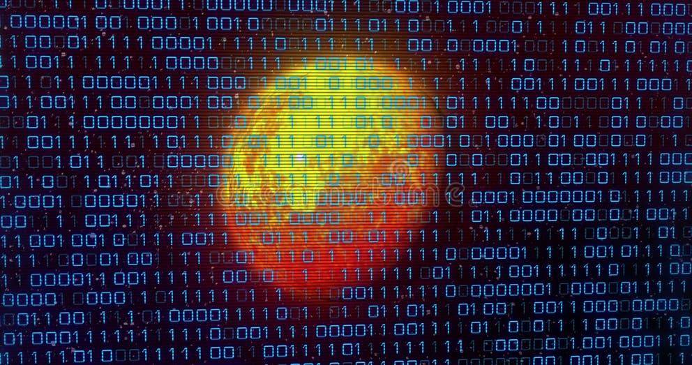Image of Binary Code Over Yellow Planet Stock Photo - Image of moon ...