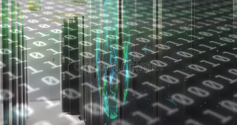 Image of Binary Code and Shapes Over Servers Stock Photo - Image of ...