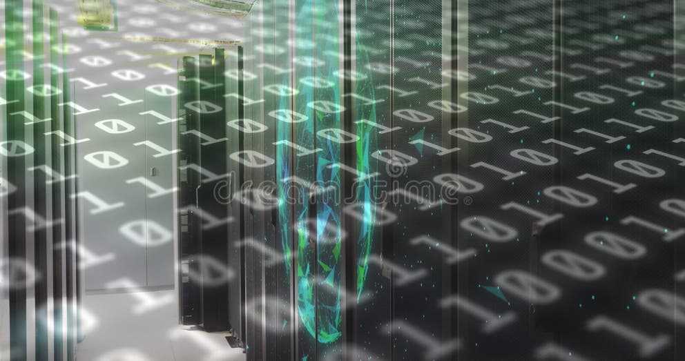 Image of Binary Code and Shapes Over Servers Stock Photo - Image of ...
