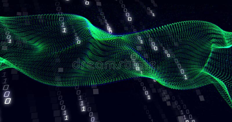 Image Of Binary Coding Data Processing And Connections On Black